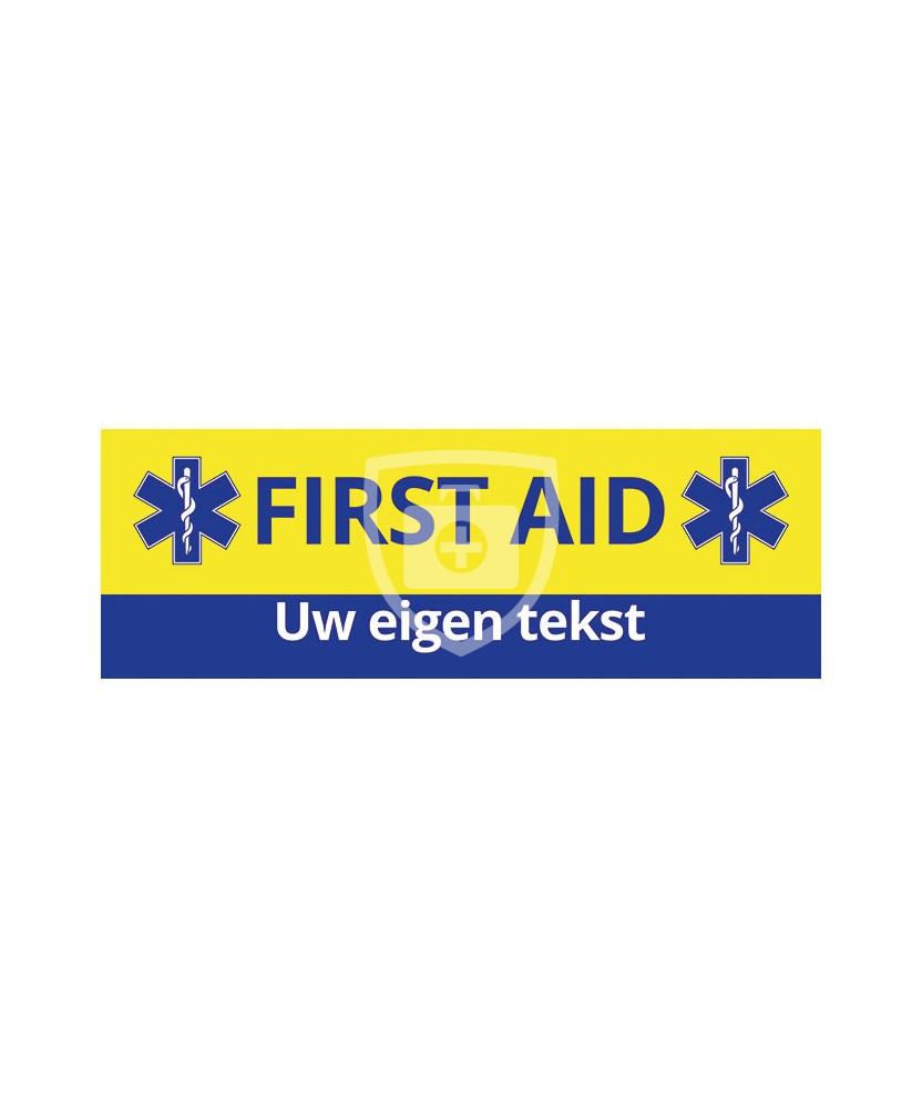 First Aid banner voor bij de EHBO post